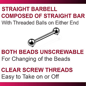 bodyjewellery 2pcs 16g Barbell Piercing Titanium G23 Vertical Triple Helix Forward Lobe Bar Earring Anti Tragus Cartilage - 10mm