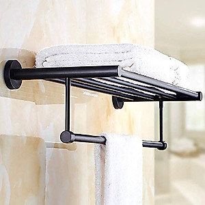 Towel Racks, Towel Rack Bathroom Shelf European Rack Stainless Steel Double Towel Rack Oil Rubbed Bronze Bath Towel Rack Shelf Wall Mounted Towel Rack Hotel Hardware Bathroom Accessories/50Cm/a