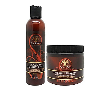As I Am Leave-in Conditioner 8 Ounce and Coconut Cowash Cleansing Conditioner 16 Ounce