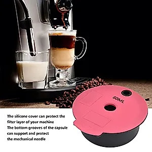 BstXqty Coffee Capsule, Reusable Coffee Capsule Cup with Removable Filter Pink Capsule Filter Bottom Grooves with Unique Sealing Design for Most Coffee Machines(60ml)