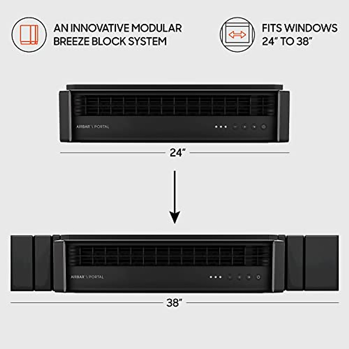 Sharper Image PORTAL Window Fan with 3 Speeds, Reversible Exhaust Mode, Weather Resistant, Black
