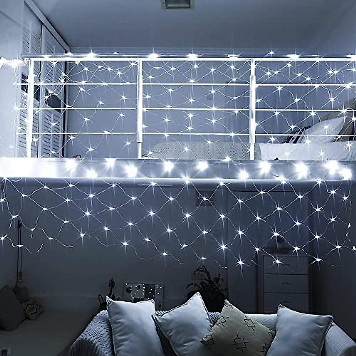 gresonic Net Mesh Lights,320 LEDs 8.2ft x 5.9ft String Lights for Christmas Trees,Bushes,Holiday,Party,Outdoor Wall,Garden Decorations(Cool White)