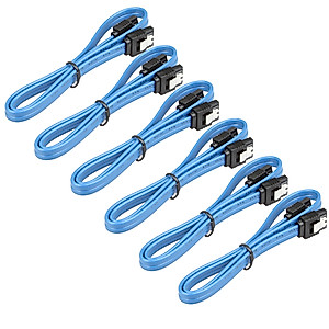 LIANSHU 6Pack Straight SATA III Cable 6.0 Gbps L=24 Inches 6 Gbps Data (6Pack Blue)
