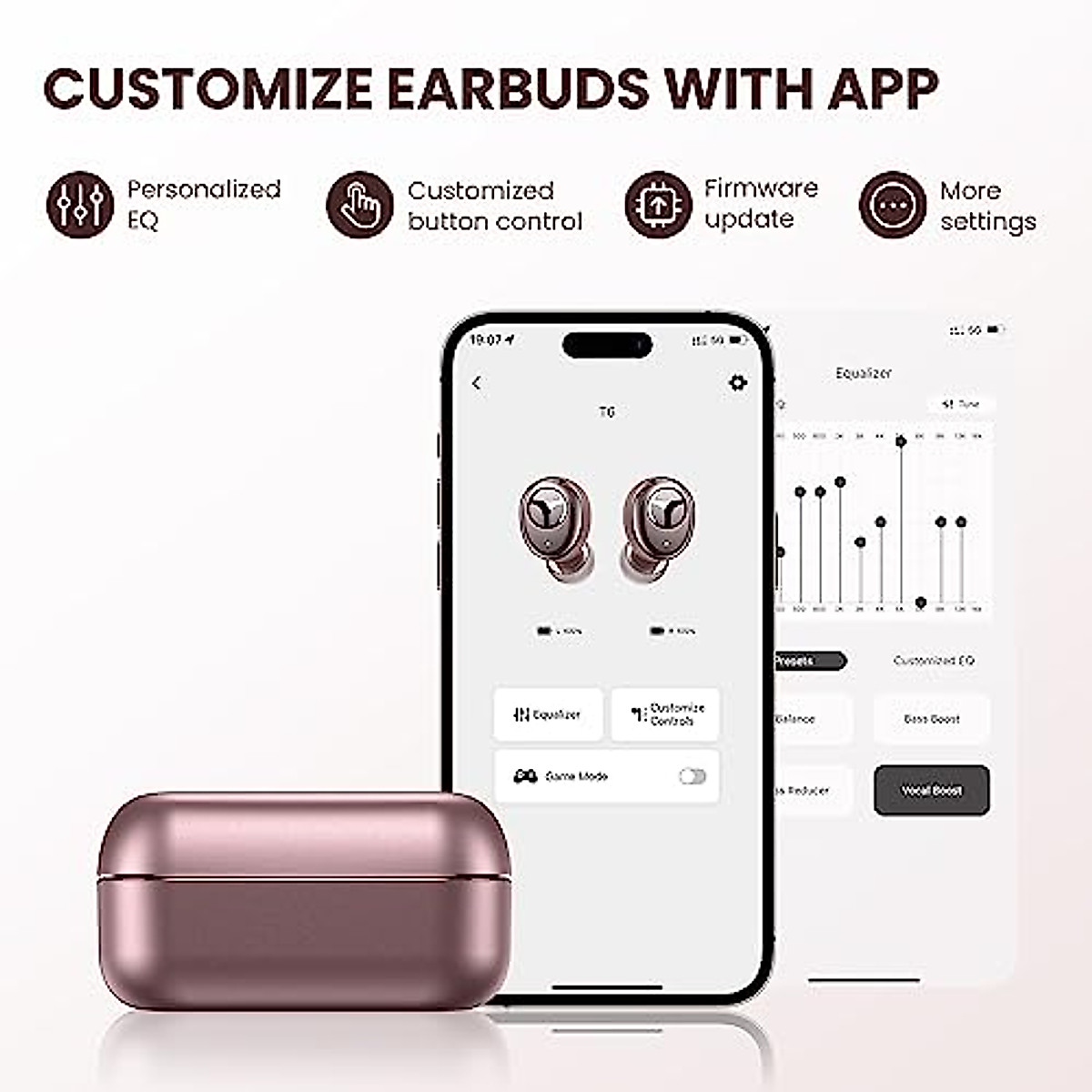 TRANYA T6 Wireless Earbuds with Qualcomm aptX Adaptive Audio, CVC 8.0 Noise Reduction Bluetooth Earphones, Multipoint Connection, Customized APP, IPX5 Waterproof Headphones for Sports