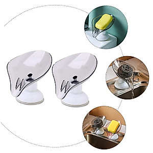 STOBAZA 6 Pcs Soap Box Electric Shower Sponge Dish Brackets for Shelves Foam Hand Soap Dispenser Leaf Soap Dish Bathroom Soap Container Wall to Rotate Desktop Plastic Big Sucker