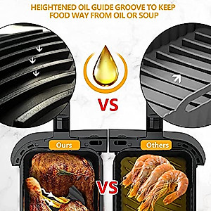 Air Fryer Silicone Pot, Moleath 2Pcs Rectangular Air Fryer Liners Reusable Silicone Air Fryer Basket Insert for Ninja Foodi Dual DZ201 DZ401 DZ090 DZ550 6-10QT and Instant Pot 8QT Dual Air Fryers