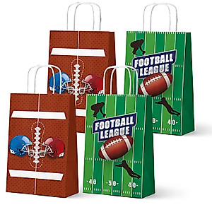 WEEPA Super Bowl 16 Pack Football Gift Bags Football Party Candy Favor Bags, with Handles Sport Party Gift Bags Great for Kids Football Themed Birthday Party, Super Bowl Party Supplies (Football)