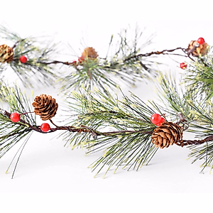 PROWREATH Christmas Smokey Pine Garland, 6ft Natural Rustic Christmas Garland with Lights, Ideal for Decorating Rooms, Fireplaces, Chandeliers, Stairs…