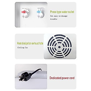 Hot & Cold Water Dispenser，Water Cooler Dispenser 5 Gallon Top-Loading Water Coolers with Child Safety Lock Removable Drip Tray & Storage Cabinet for Home Office (White)