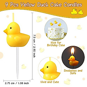 Coume 9 Pieces Yellow Duck Cake Candles Duck Birthday Decorations Cute Little Duckie Cupcake Candles for Kids Theme Birthday Party Baby Shower Decorations