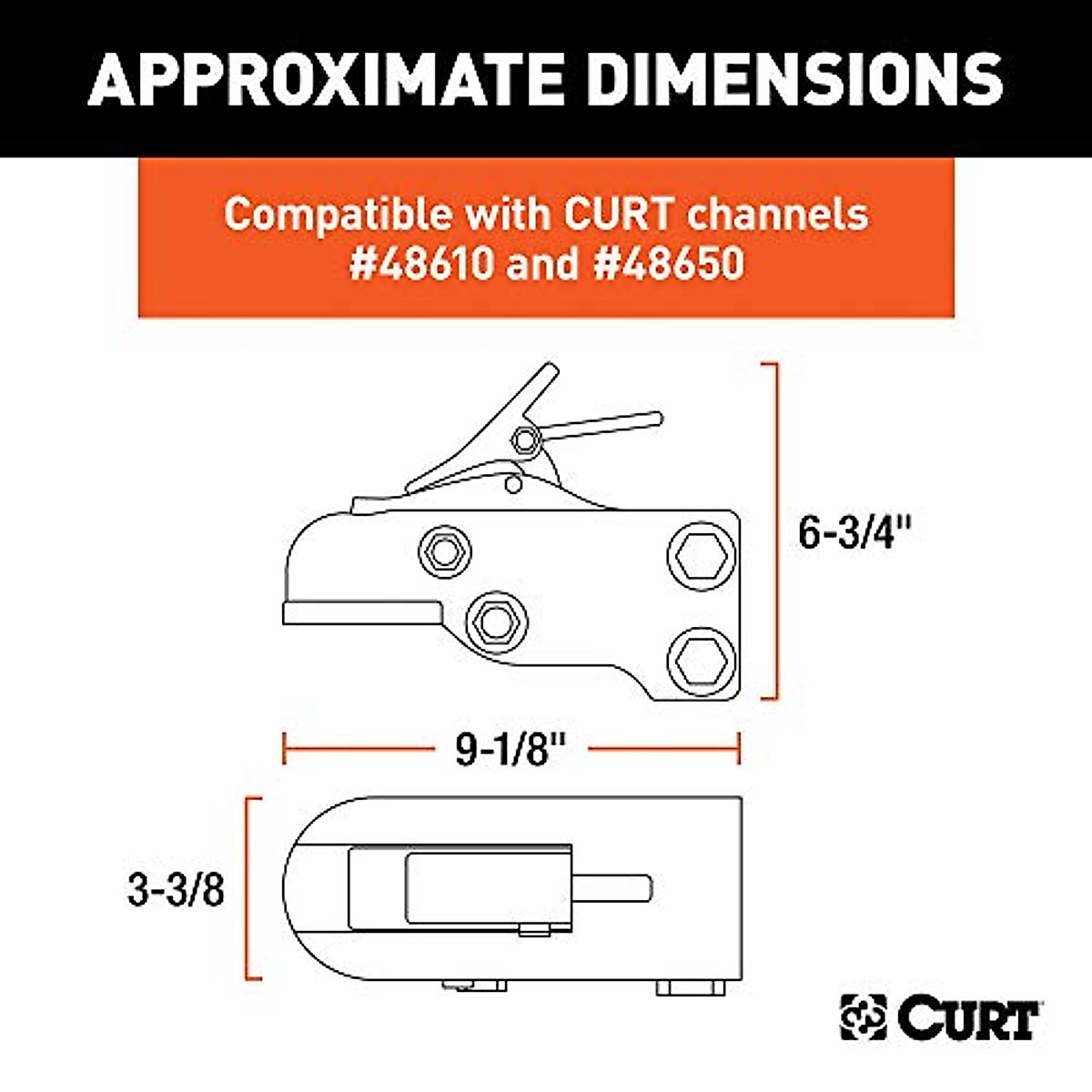 CURT 25328 Channel-Mount Adjustable Trailer Coupler, 2-5/16-Inch Hitch Ball, 15,000 lbs
