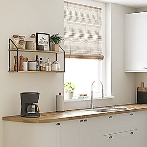 Wallniture Modena 2-Tier 36" Floating Shelves Living Room Decor Shelves for Wall Storage Laundry & Kitchen Organization Office Decor Burnt Finish