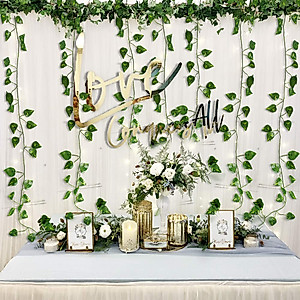 ZWYOQI 84 feet Artificial Vines Greenery Garland Fake Hanging Leaves Faux Foliage Plants for Wedding Party Garden Home Kitchen Office Wall Decorations (Scindapsus/12 Strands)