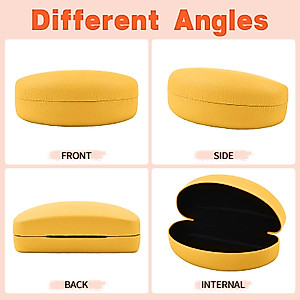 CHZZMS 2 PACK Large Hard Shell Sunglasses Case, Protective Case For Sunglasses and Eyeglasses (black+yellow)