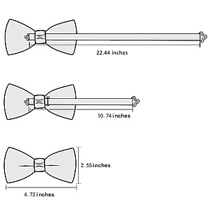 Barry.Wang Men Bow Tie Set Paisley Black Silk Pre-Tied Bowtie Pocket Square Cufflinks Formal Wedding Prom Party Tuxedo