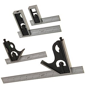 iGaging 4" & 6" Double Square and 6" & 12" Combination Square Set 4R Steel Blade High Precision Woodworking