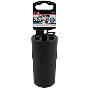 Performance Tool M776 1/2-Inch Drive 21/21.5Mm Flip Impact Socket - Heavy Duty Tool for Efficient Mechanics, Automotive and DIY Repairs