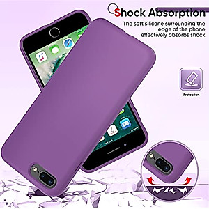 LeYi Phone Case for iPhone 8 Plus: iPhone Case 7 Plus with [2 Pack] Tempered Glass Screen Protectors, Shockproof Full-Body Liquid Silicone with Anti-Scratch Microfiber Liner iPhone 7 Plus, Red Purple…