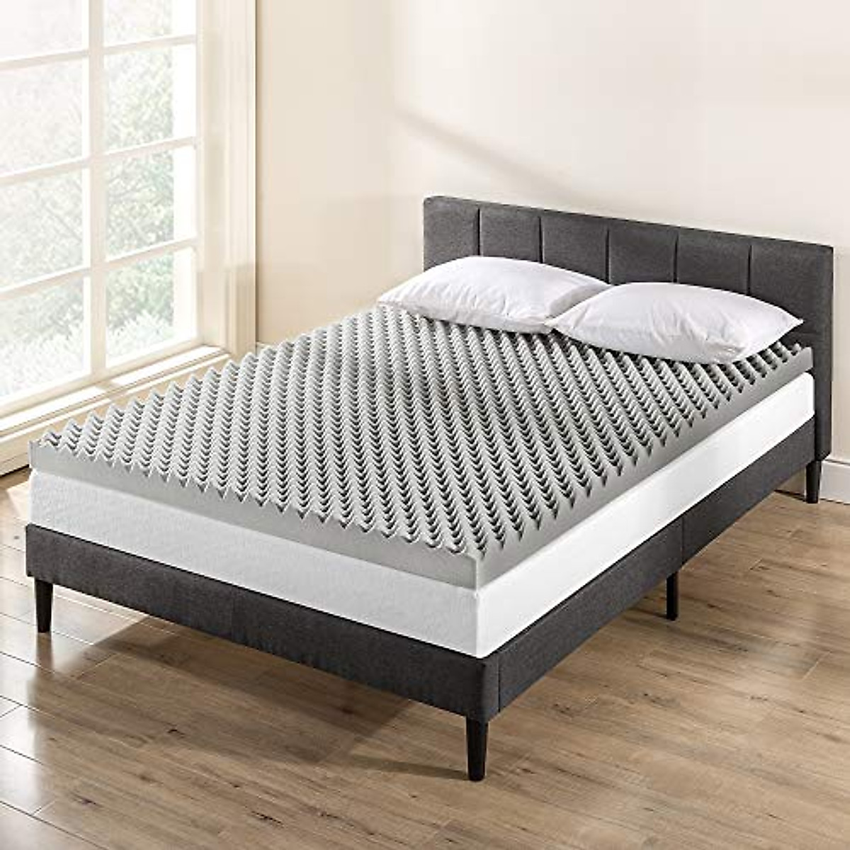 Mellow 4 Inch Egg Crate Memory Foam Mattress Topper with Infusion, Twin