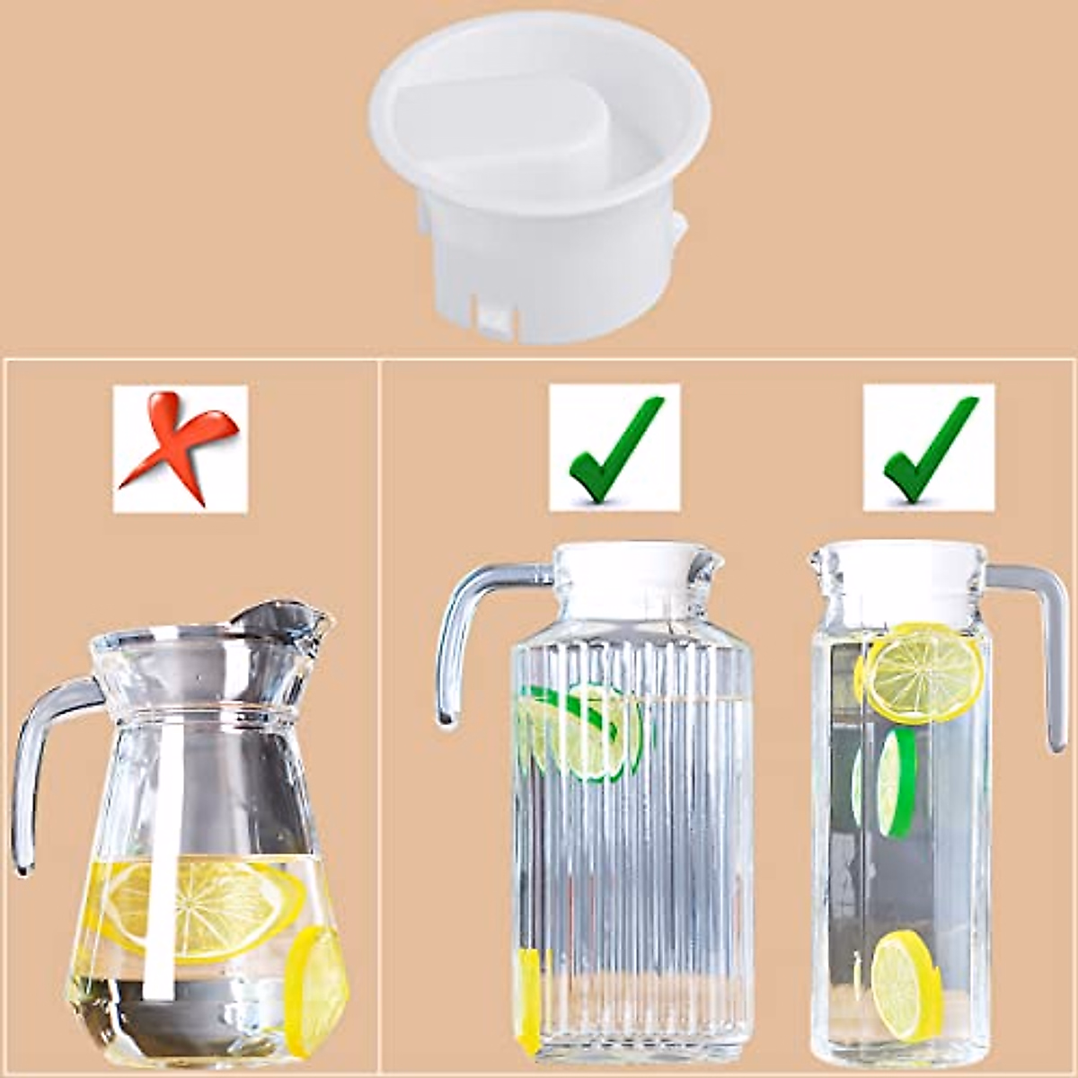 Water Pitcher Lids Glass Carafe Lids Covers Food Grade Plastic Dust Proof Splash Resistant Bottle Stoppers for Water Jug Glass Bistro Pitcher ,White /2 Pieces