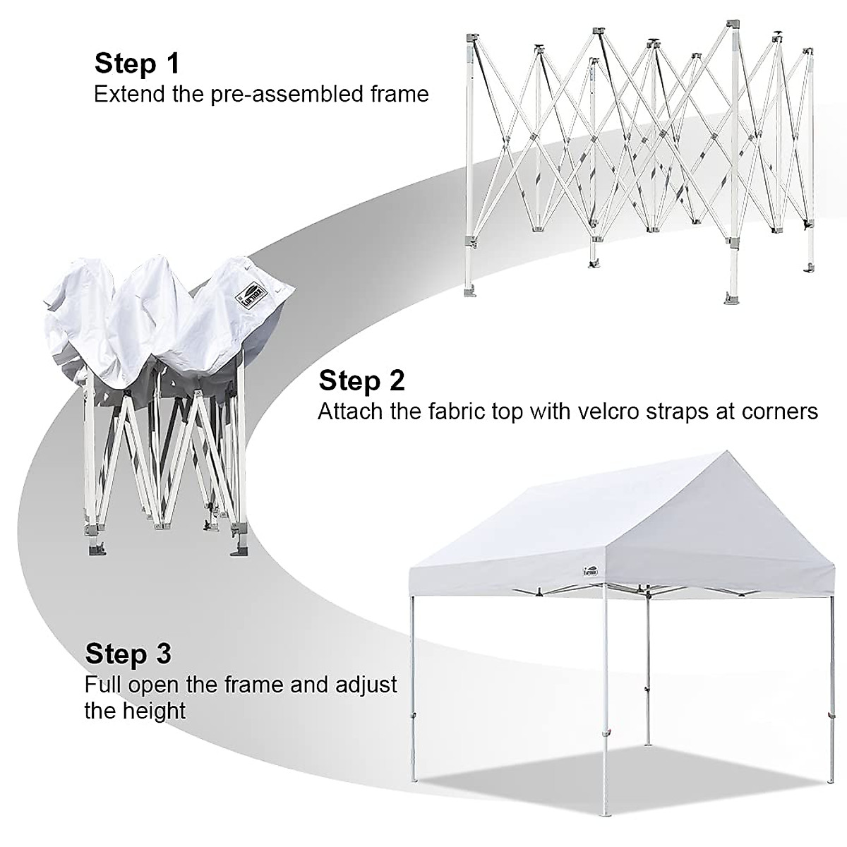 Eurmax USA Patented 10x10 Pop Up Canopy Tent Party Tent Commercial Instant Canopies Shelter with Heavy Duty Roller Bag,Bonus 4 Sand Bags (White)