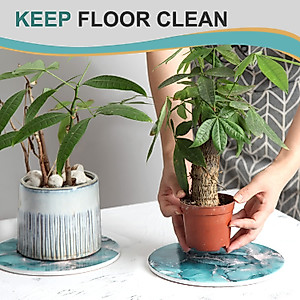 Onntec Ceramic Trivets for Hot Dishes, Kitchen Accessories for Table,Heat Resistant Decor Mat with Marble Style,Round 7.8 Inch Set of 2 (Green)