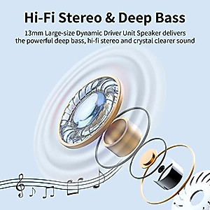 Wireless Earbud, Bluetooth 5.3 Headphones Deep Bass Stereo Bluetooth Earbud with HD Mic, Wireless Headphones in Ear Dual LED Display, IP7 Waterproof, USB-C Charging Case, 40H Playtime Ear Buds [2022]