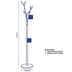 kela Free Standing Towel Rack Stand - Tree Style Organizer for Bath and Hand Towels - Study by Weight - Elegant by Design - Chrome and Black