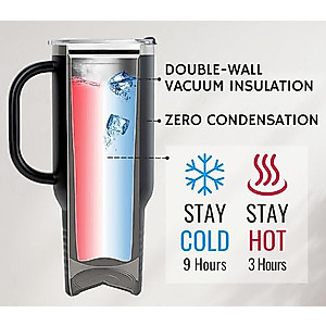 Onebttl Personalized 40 oz Tumbler with Handle and Straw, Monogrammed Travel Cup for Men, Custom Coffee Mugs, Unique Birthday Christmas Gifts for Men Who Have Everything, D