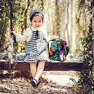 Insulated Lunch Bag, Abstract Cool Animal Dog Lunch Box Wide Opened Tote Reusable Lunch Container Organizer Thermal Cooler Bag with Shoulder Strap for School Office Picnic Hiking Beach Fishing