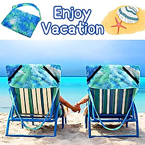 Chaise Lounge Cover Beach Chair Cover Tie Dye Lounge Chair Covers Outdoor Chair Cover Pool Lounge Chair Cover Microfiber Chaise Beach Towel for Beach Pool Sunbathing Travel Garden (Green, 2 Pcs)