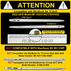 B BELK Compatible with MacBook Air 13 inch Case 2022 2021 2020 2019 2018 M1 A2337 A2179 A1932, Plastic Hard Shell Case + Keyboard Cover + Screen Protector for Mac Air 13 with Touch ID, Crystal Clear