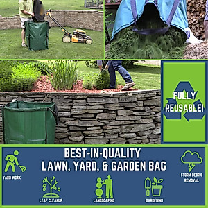 DURASACK Heavy Duty Home and Yard Waste Bag 48-Gallon Woven Polypropylene, Reusable Lawn and Leaf Garden Bag with Reinforced Carry Handles, Pop-Up Self-Standing Garbage Can, Green