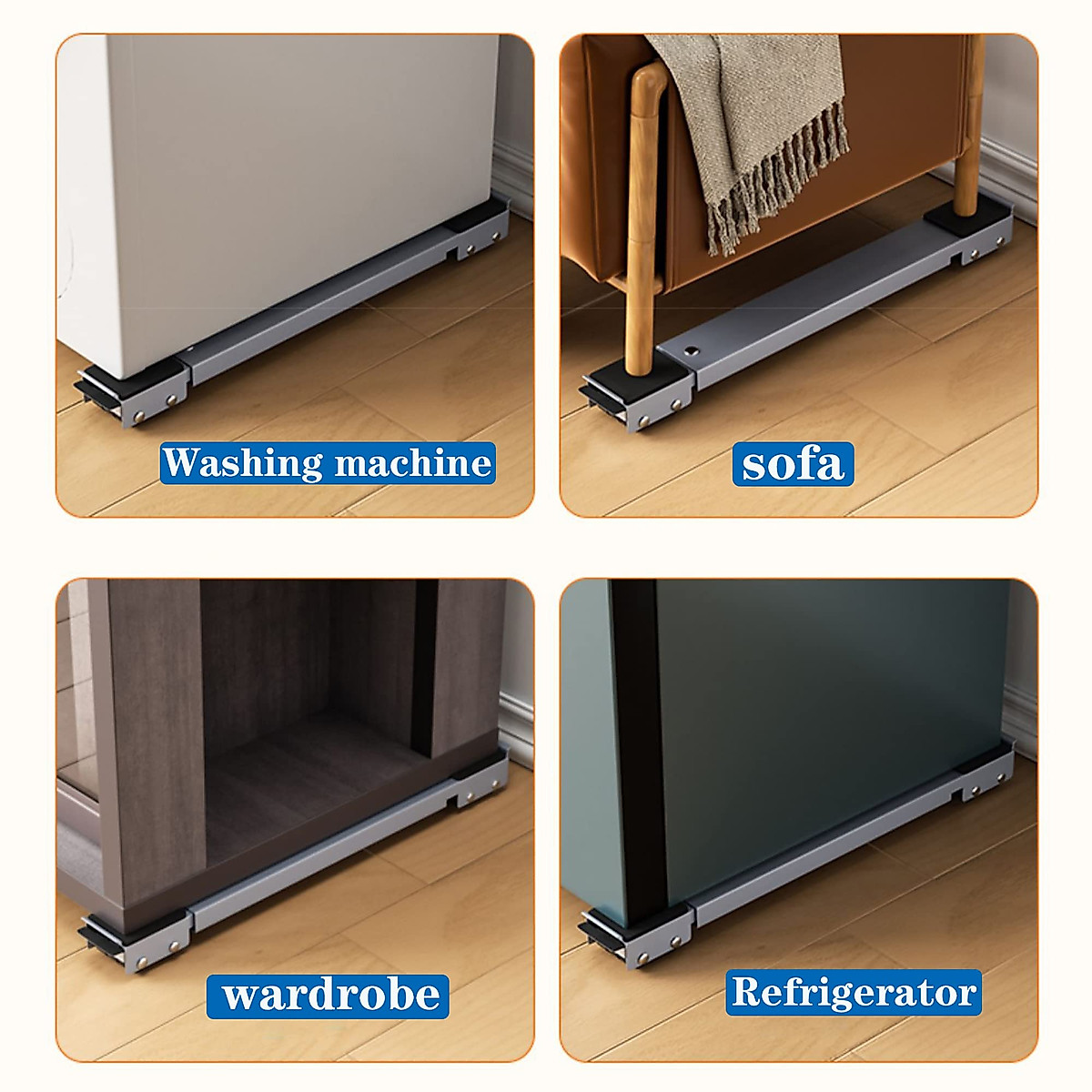 Retractable Washing Machine Base with Wheels Refrigerator Stand Portable Mobile Base for Various Home Appliances, Washing Machine Refrigerator Dryer Silver White Wheel