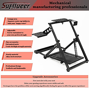 Supllueer Foldable Racing Wheel Stand with Seat Slot Fit for Logitech G25 G27 G29 G920 G923,Thrustmaster T248 T300RS T300 T500,Fanatec,Steering Wheel Stand,No Wheel,Shift,Pedals,TV