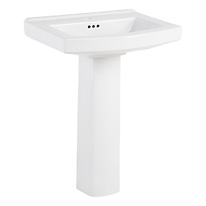 Signature Hardware 953883-1 Pennfield 24" Porcelain Pedestal Bathroom Sink with Overflow and Single Faucet Hole - White