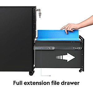 DEVAISE 3 Drawer Vertical File Cabinet, Mobile Filing Cabinet with Slim Width for Home Office, Black