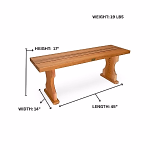 All Things Cedar BB45 Cedar Backless Bench | 4ft Wood Bench Indoor & Outdoor | Handcrafted with Western Red Cedar | Perfect for Patio, Garden, Picnic & Poolside | 45x14x17