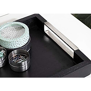 Kate and Laurel Heller Modern Rectangular Tray, 12 x 16, Black, Wood Tray for Storage and Display