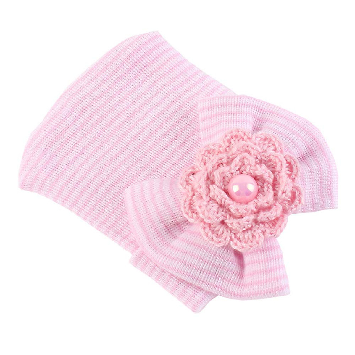 HUIXIANG Preemie Newborn Hospital Hat Soft Cotton Baby Girls Head Wrap with Big Bow Cap Nursery Beanie, A-3 Pack (0-3months), Baby