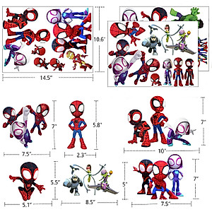 Spiderman and His Amazing Friends Wall Decals Peel and Stick Cartoon Wall Decals Stickers for Boys Room Spiderman Wall Art Mural Decor for Baby Girls Kids Nursery Bedroom