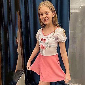 Kadola Birthday Bathing Suit Girls Girls Swimsuit 1 Piece Puff Sleeves Dress Swimwear Bathing Suit 7 to (Orange, 16-18 Years)