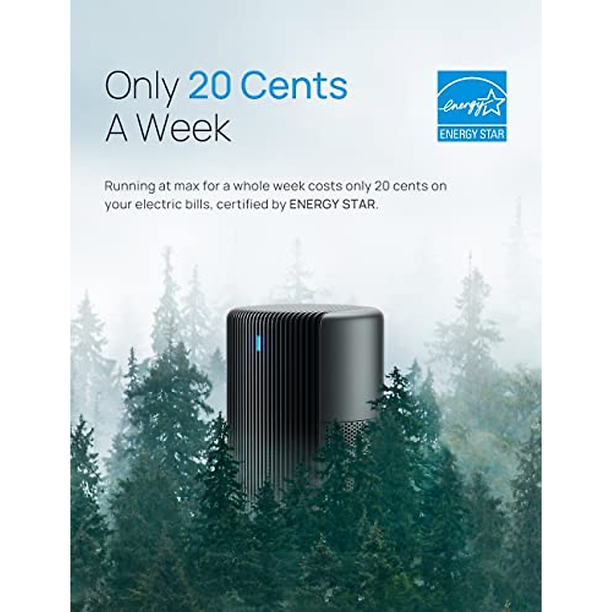 Dreo Air Purifiers Macro Pro, True HEPA Filter, Up to 1358ft² Coverage, 20dB Low Noise, PM2.5 Sensor, 6 Modes, 360 Filtration Cleaner Remove 99.985% Dust Smoke Pollen, Black