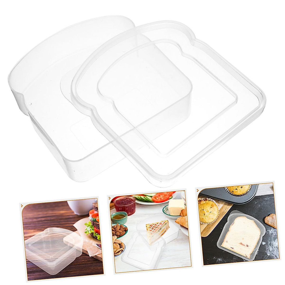 VINTORKY Set of Material Sandwich Containers Airtight Toast Boxes for Lunch Portable Sandwich Food Containers Lids for Work Camping Hiking