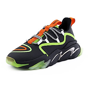 Mazino Stellate Fashion Chunky Sneakers for Men - Men's Athleisure Casual Shoes, Color Black/Lime/Orange, Size 10.5