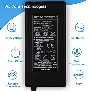 Gotake 42V 2A Battery Charger（Mini 3-Prong），UL Listed Universal Replacer for 36V Lithium Battery Power Supply Adaptor
