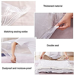 C-LARSS Vacuum Storage Bag, Space Saver Bags for Clothes, Pillows, Comforters, Blankets Storage, Dusts-Proof PE Compression Vacuum Seal Bag 60x80cm
