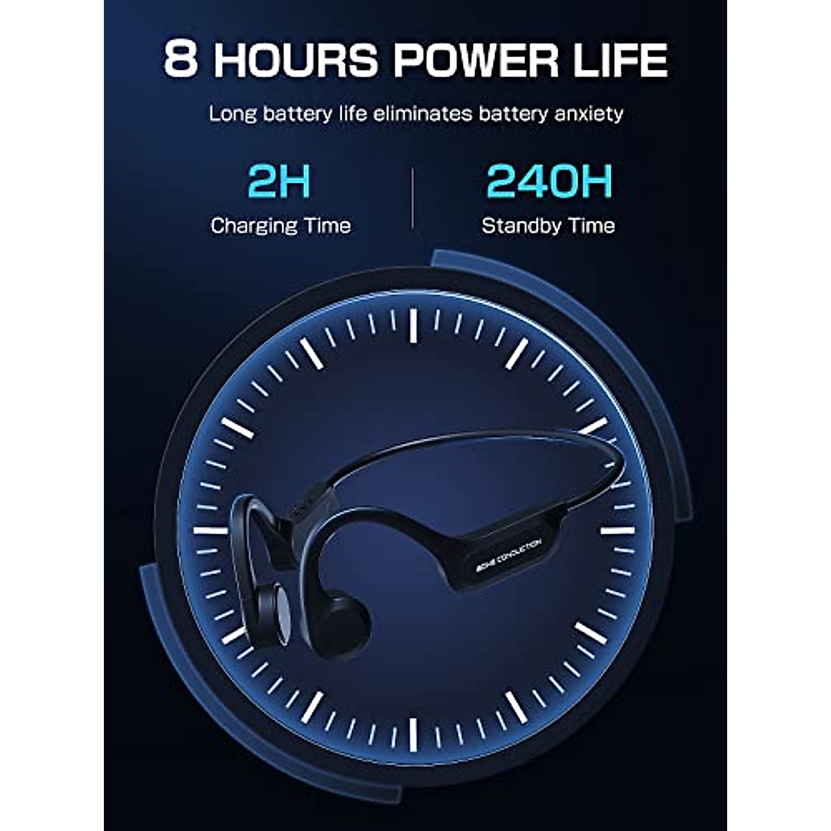 HIWEFEN Bone Conduction Headphones Bluetooth 5.3 Wireless Open Ear Sport Earphones with Mic, 8Hr Playtime, Waterproof Sweat-Proof Over Ear Conducting Headphones for Running, Workout, Gym, Cycling