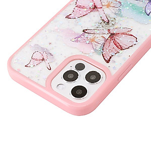 MUNDULEA Compatible with iPhone 13 Mini case Butterfly Clear Bling Women Girl Cute Soft TPU Fashion Cover for iPhone 13 Mini (Butterfly Pink)