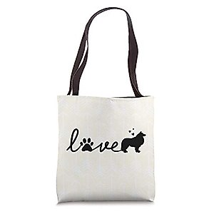 Rough Collie Love Dog Paw Arrow Mom Dad Gift Tote Bag